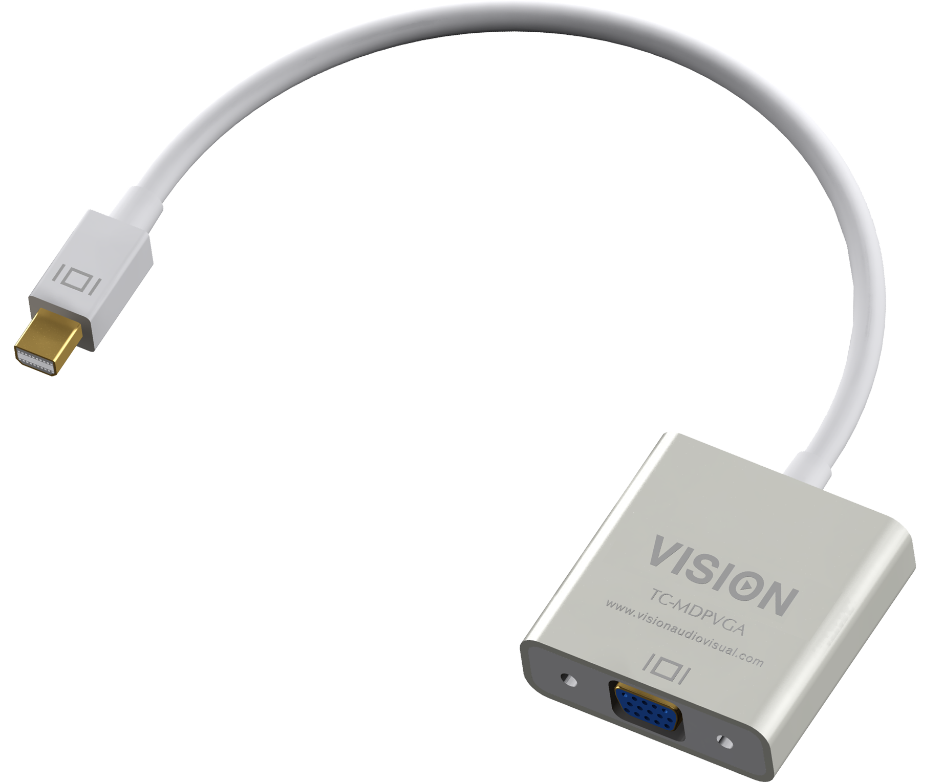 White Mini-DisplayPort to VGA Adaptor | Vision Audio Visual