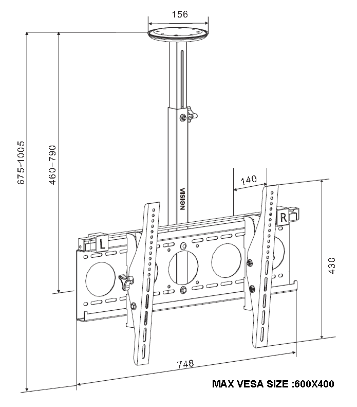 Flat-Panel Ceiling Mount 600×400 | Vision Audio Visual